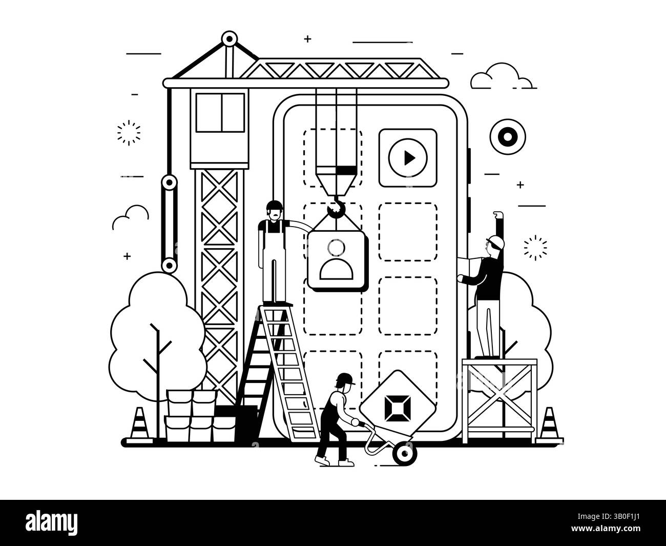 App Development Illustration in Line Art Stock Vector Image & Art - Alamy