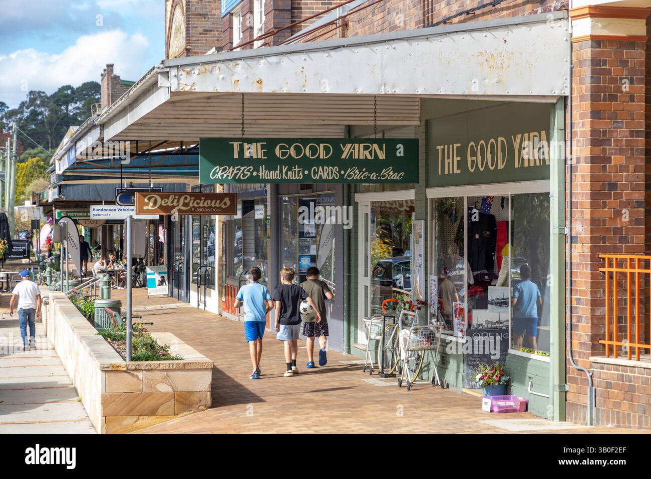 Bundanoon town centre, Southern highlands, NSW, Australia, young boys ...