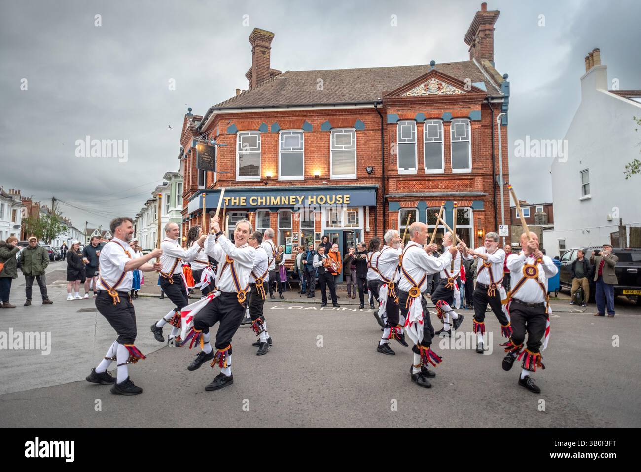 Brighton, April 23rd 2025: Morris dancers in Brighton celebrating St ...