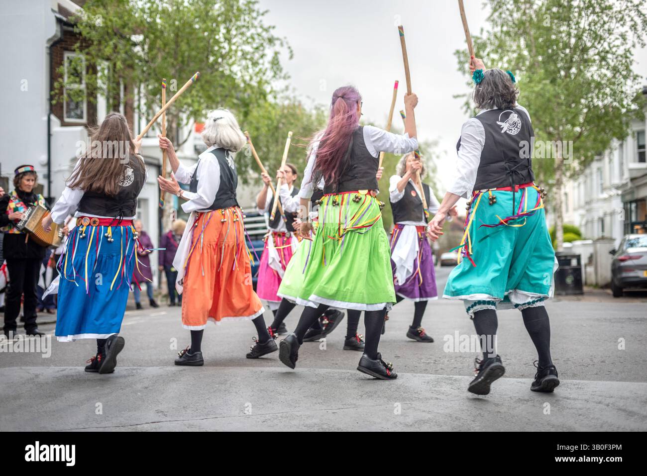 Brighton, April 23rd 2025: Morris dancers in Brighton celebrating St ...