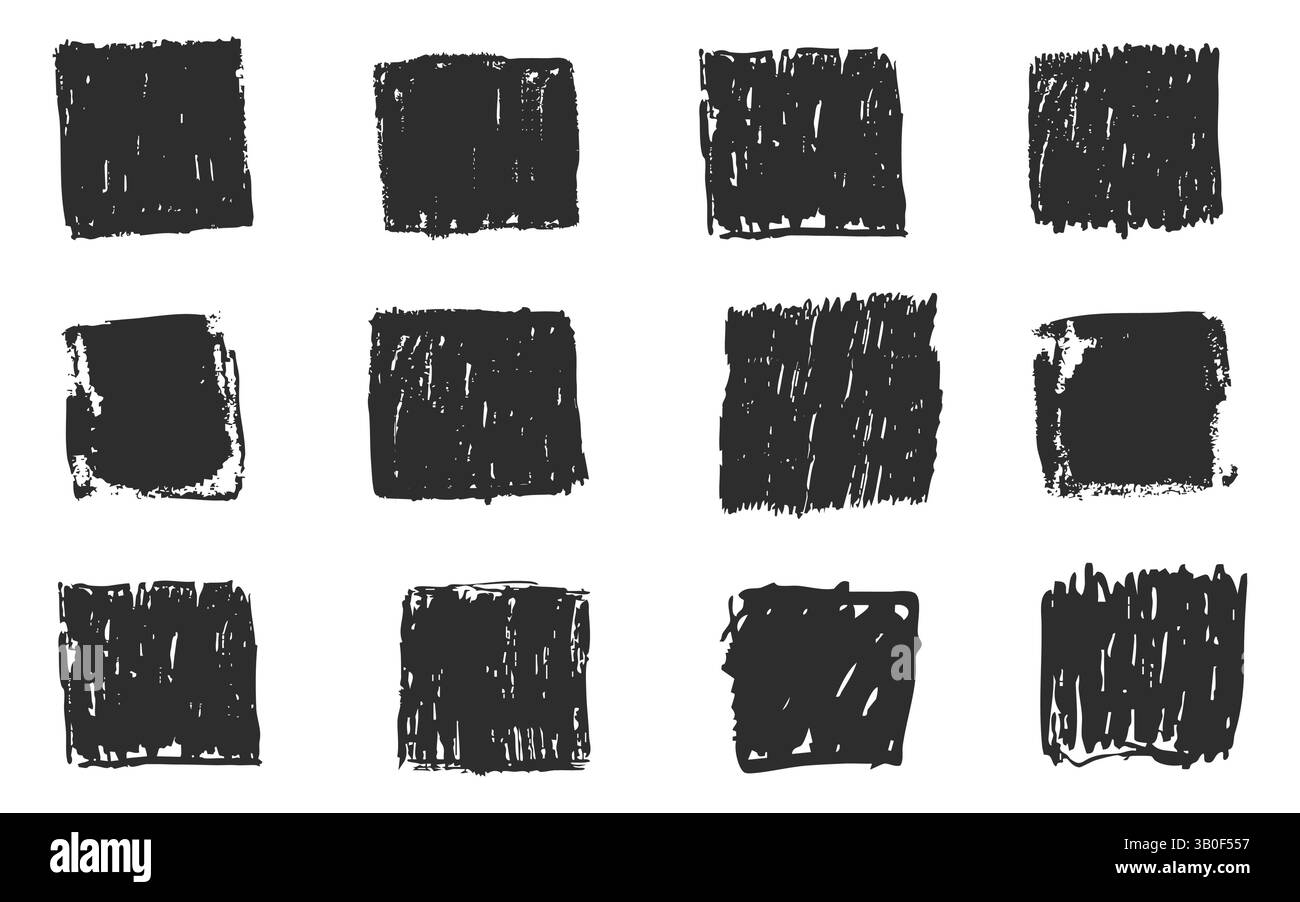 Grunge ink rectangle and square paint border with rough edges. Text box ...