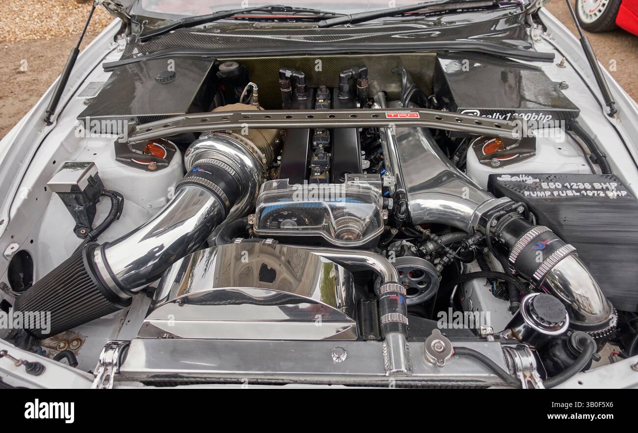 Turbo charged engine modification of a Toyota Supra Stock Photo - Alamy