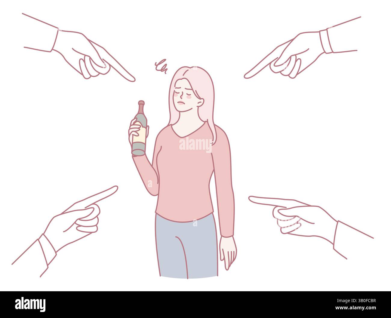 An illustration depicting social pressure as a woman faces judgment ...