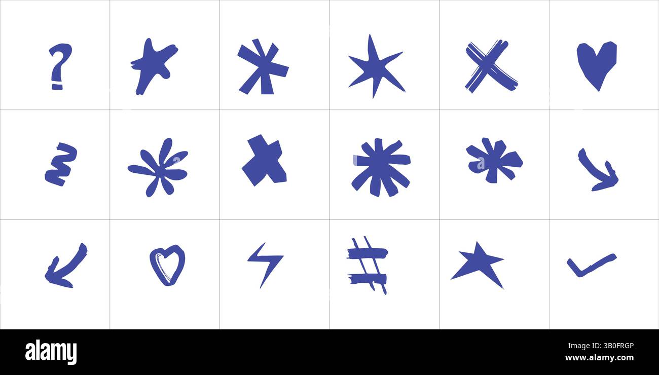 Hand-Drawn Bold Symbol Icons Set – Abstract Marker Style Vector Graphics Stock Vector Image ...