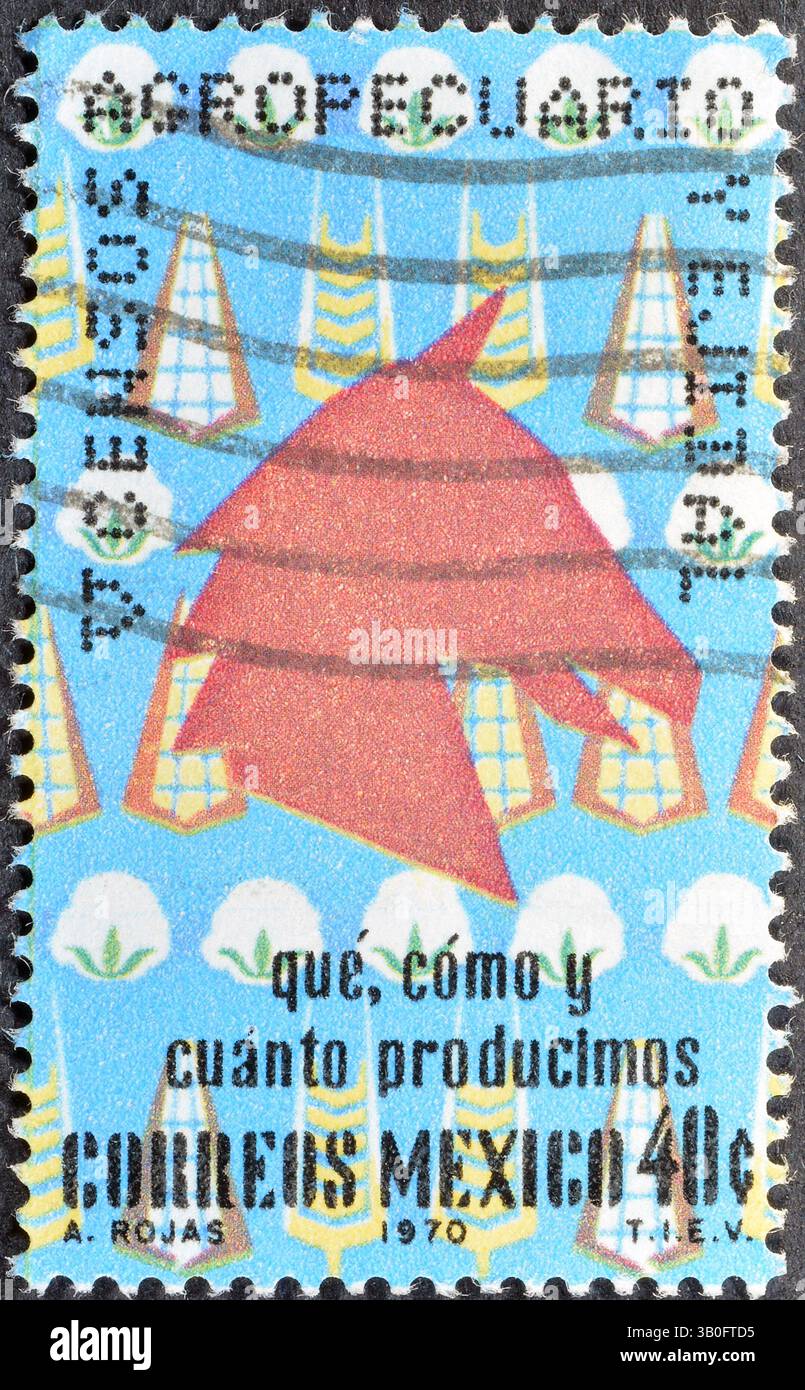Cancelled postage stamp printed by Mexico, that shows What, How and How ...