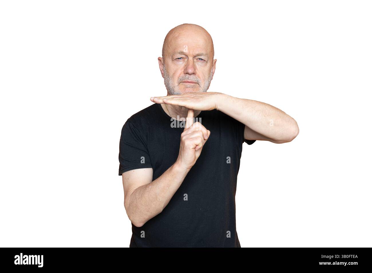 A man making a one finger under hand gesture on a transparent ...