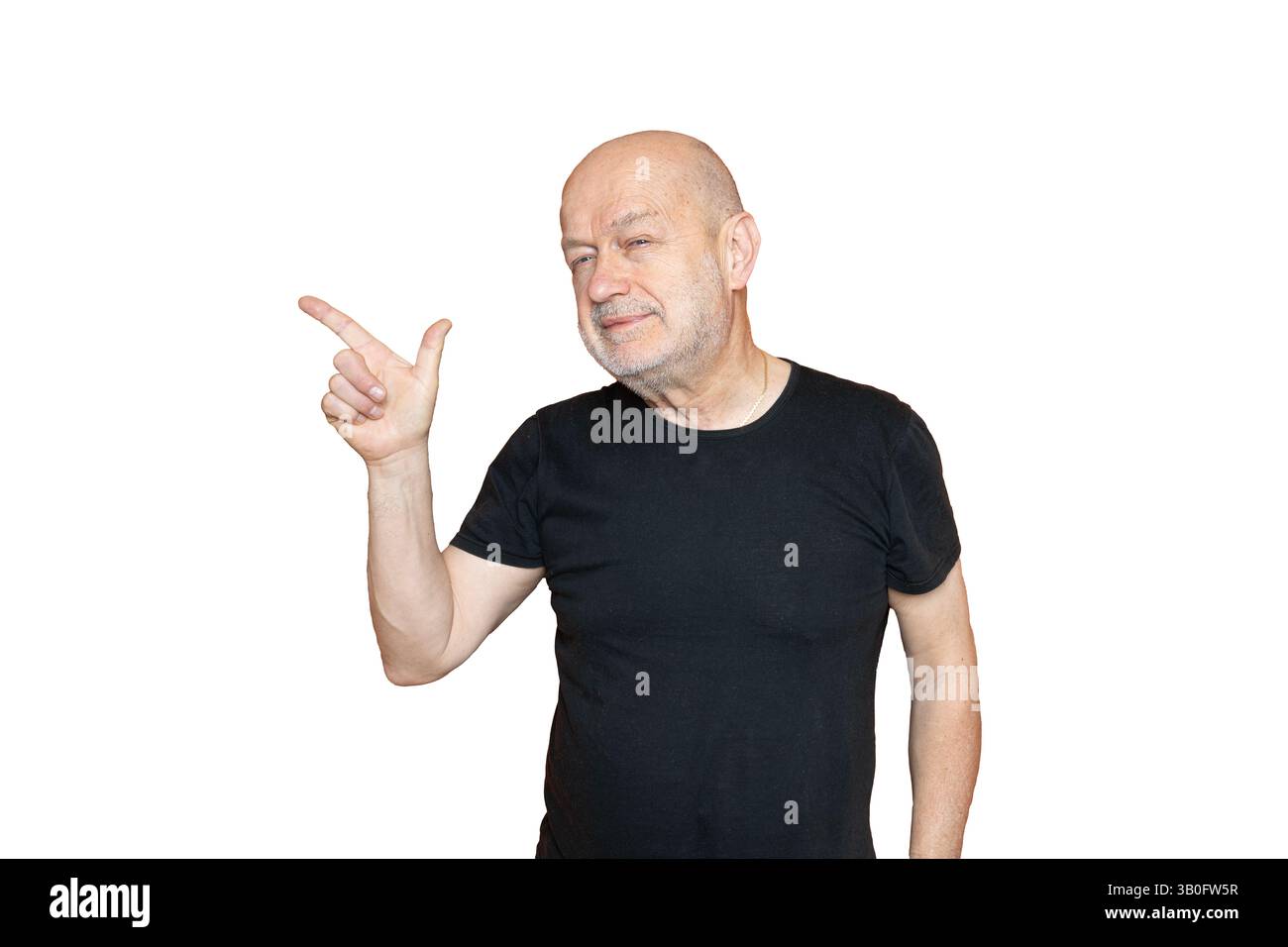 A man making a gun gesture with his fingers on a transparent background ...