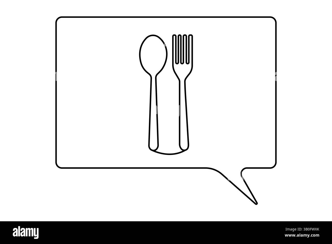 Continuous one line art simple knife and fork sketch outline vector ...