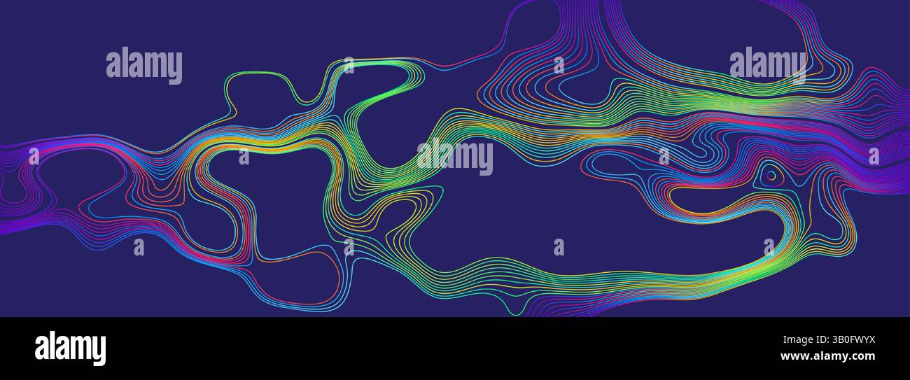 Colorful Abstract Lines on Deep Blue Background - Vector Illustration ...