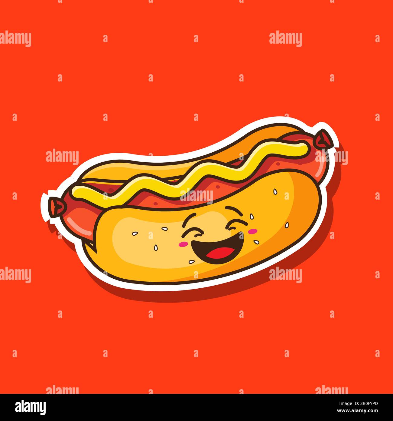 Vector illustration of hotdog kawaii character mascot design cartoon ...