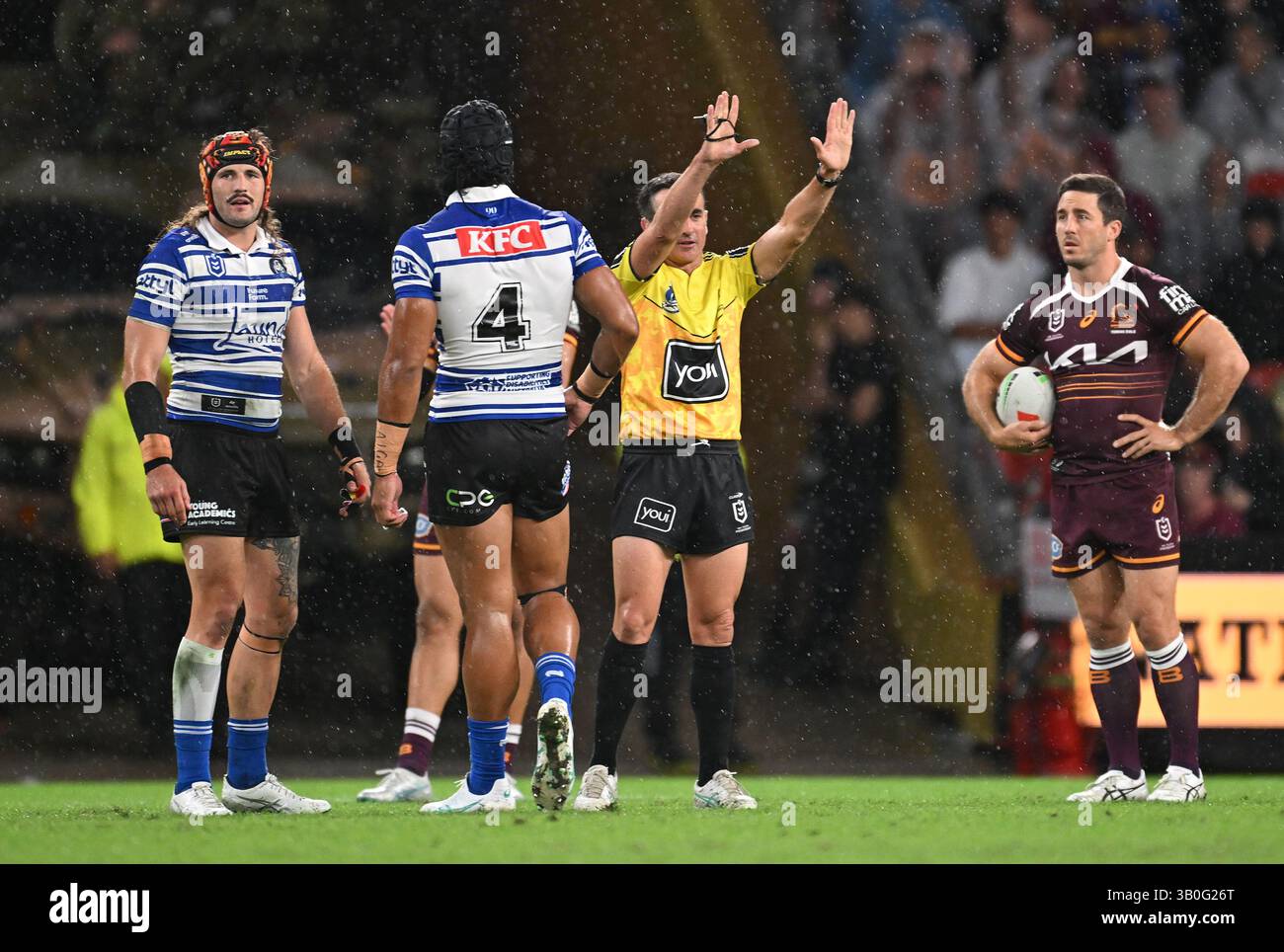 Josh Curran of the Bulldogs is sent to the bin during the NRL Round 8 ...