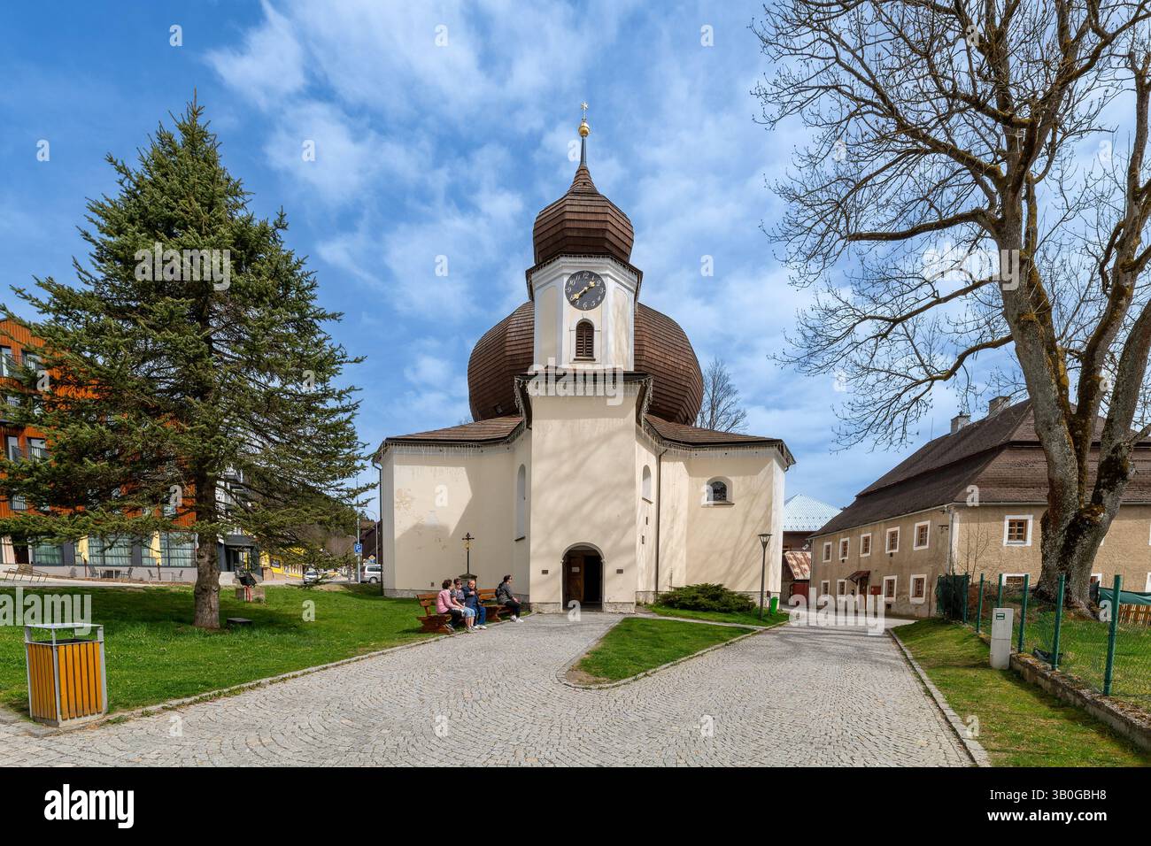 Church of Our Lady of Help from the Star in Zelezna Ruda, built in the Baroque style with a ...