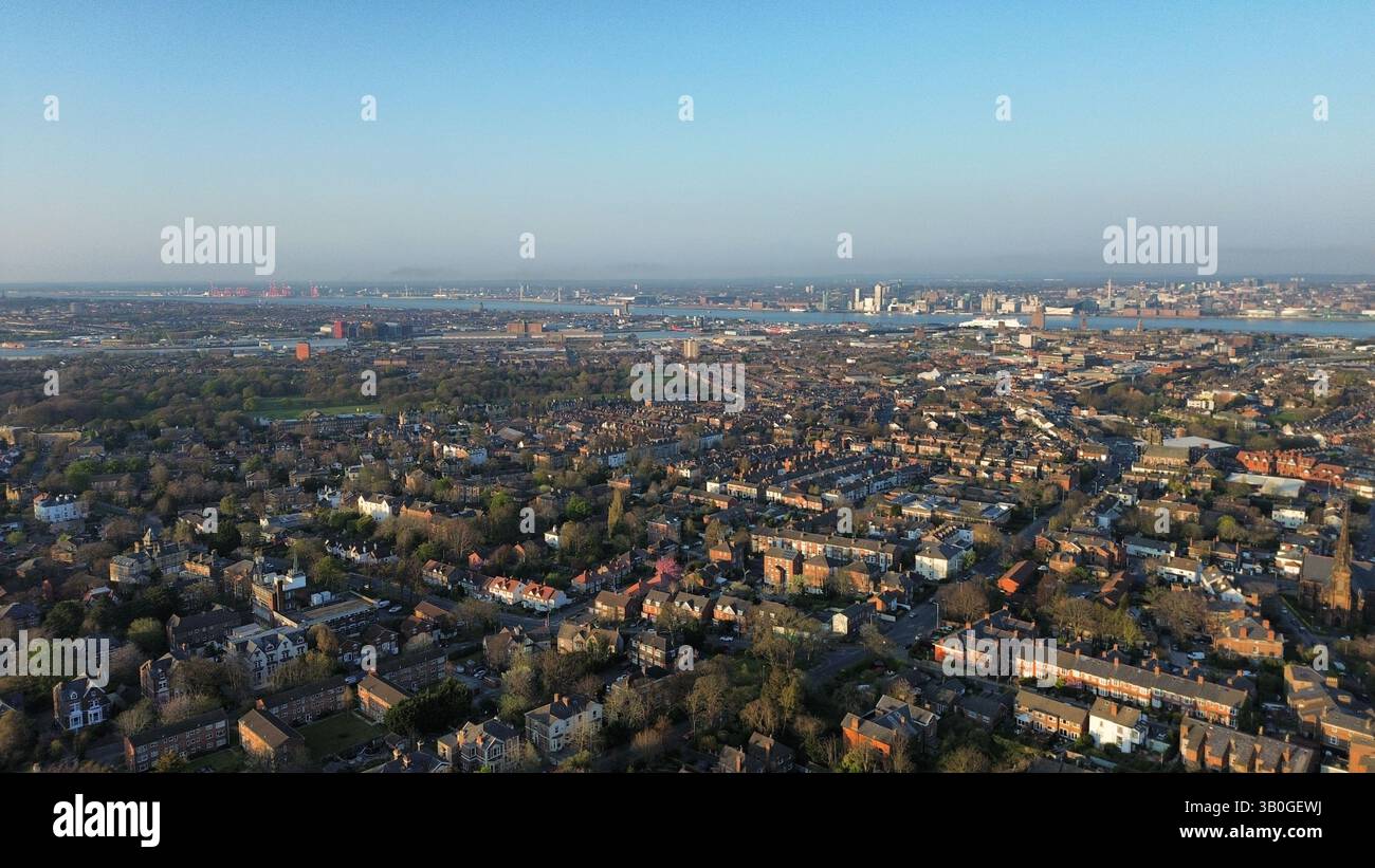 4K Aerial view in the Wirral areas of, Birkenhead, Wallasey, New ...