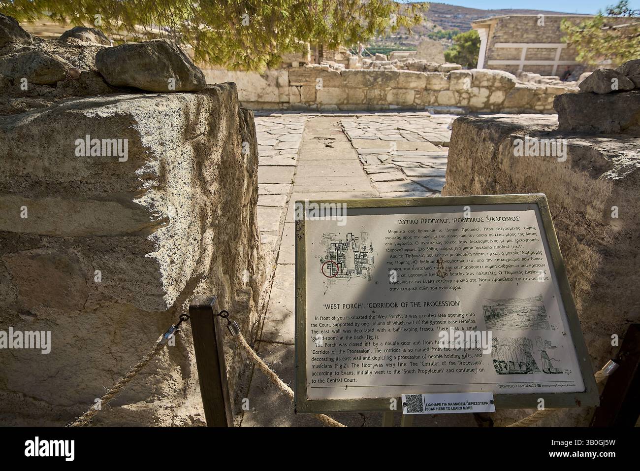 Informational plaque at Knossos, detailing the Corridor of the ...
