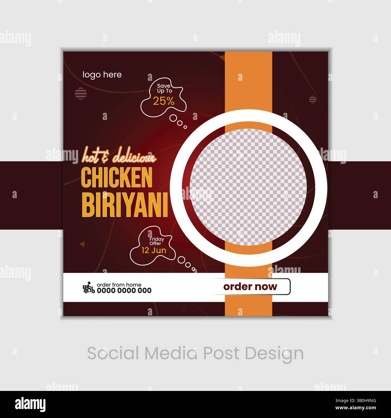 Hot and delicious chicken biryani served on a plate for a food ...