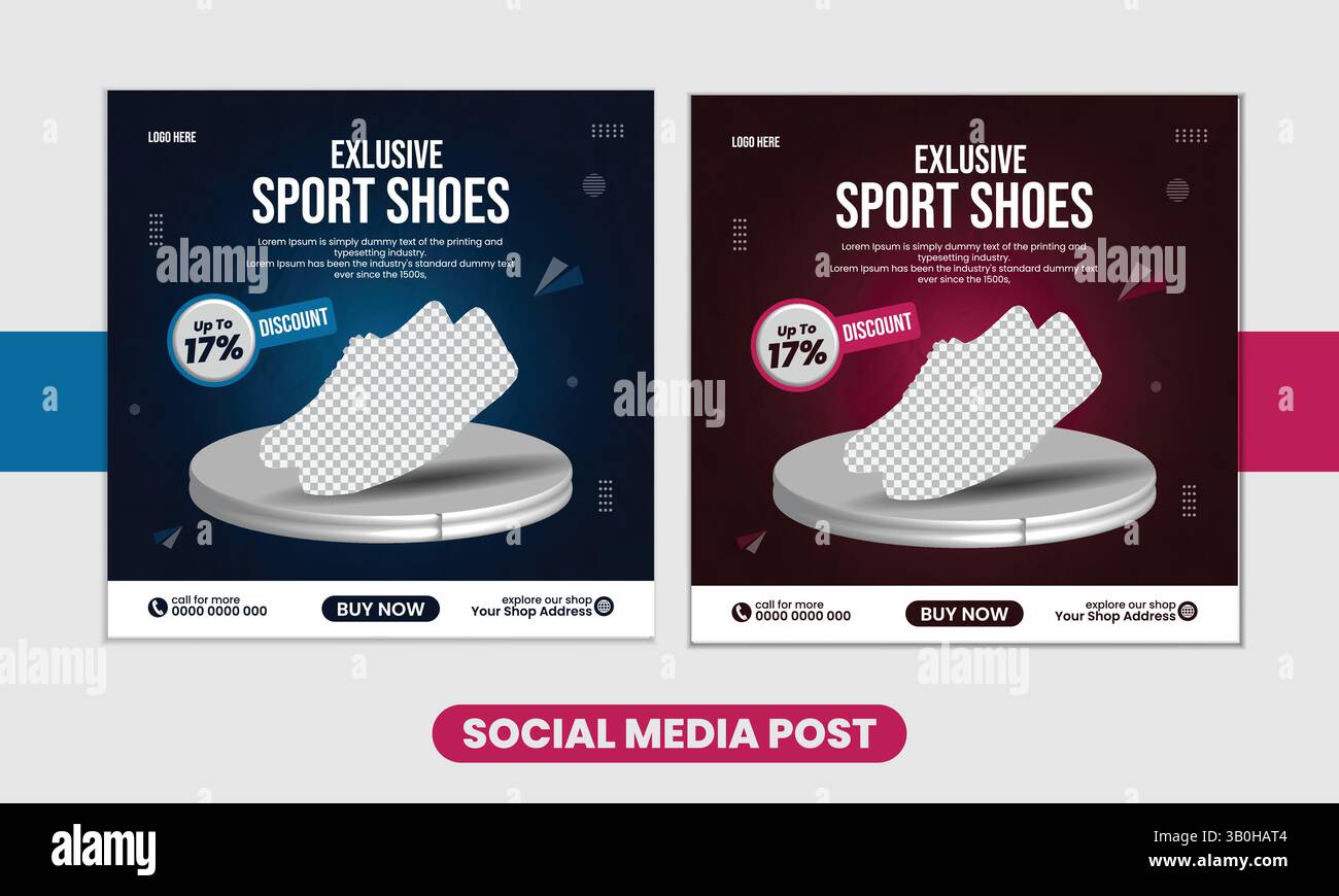 Exclusive shoes promotion with up to 40% off on a blue background post ...