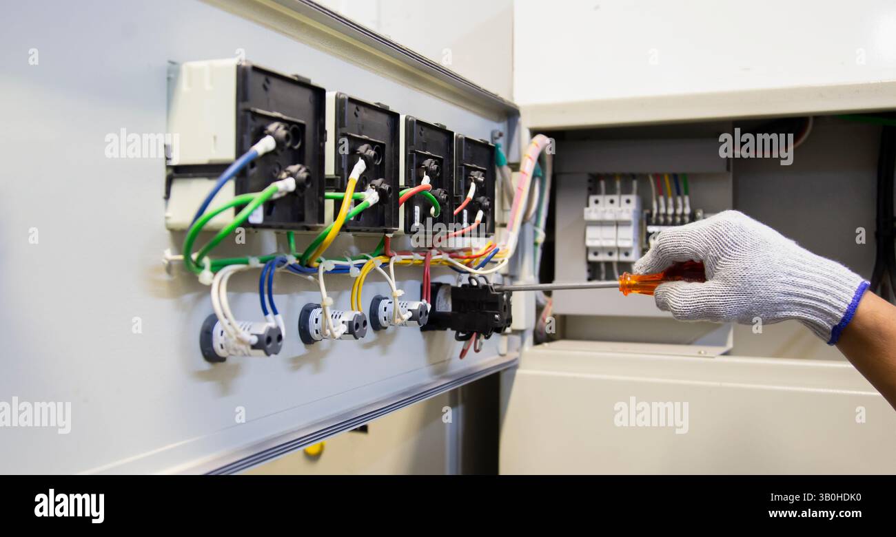 Electricians use electrical meters to check the electrical system at ...