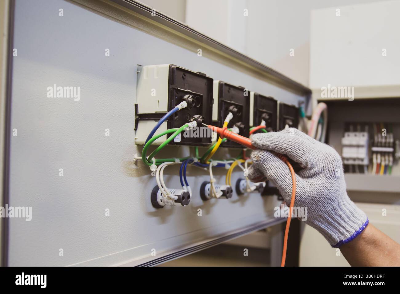 Electricians use electrical meters to check the electrical system at ...