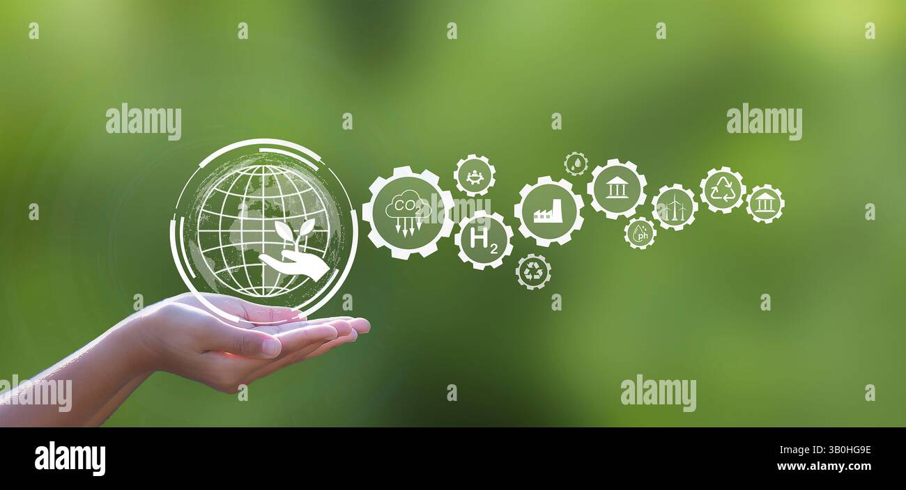 Environmental and ecology concept, green energy inside on the ...