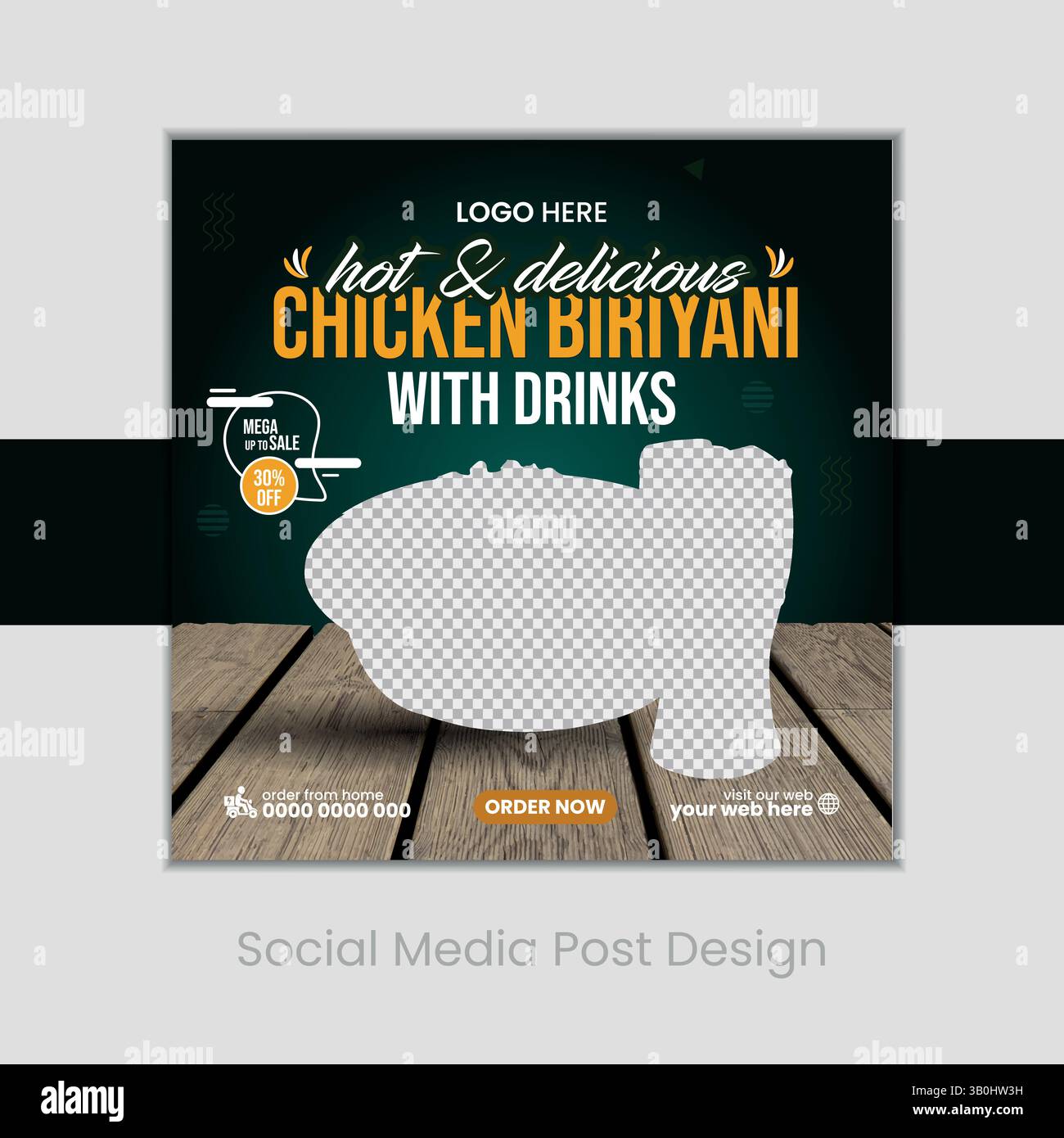 Hot and delicious chicken biryani post design Stock Vector Image & Art ...