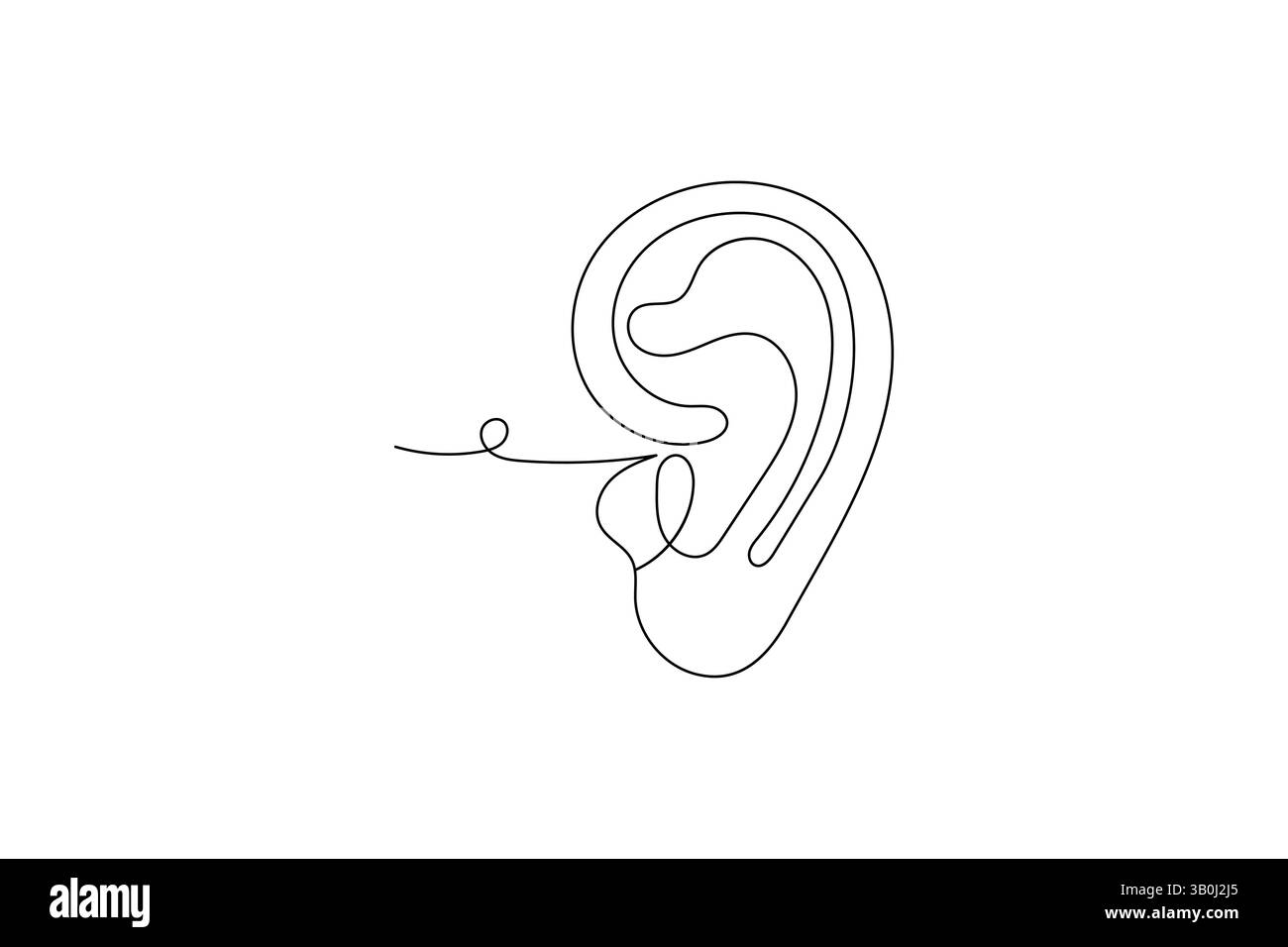 Ear continuous one line art drawing of isolated outline vector ...