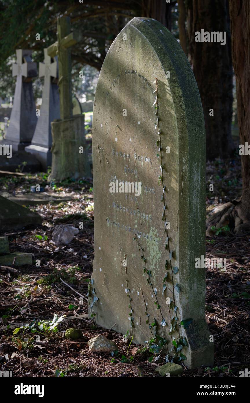 A picture of gravestones and monuments in Clevedon Cemetery, St Andrews ...