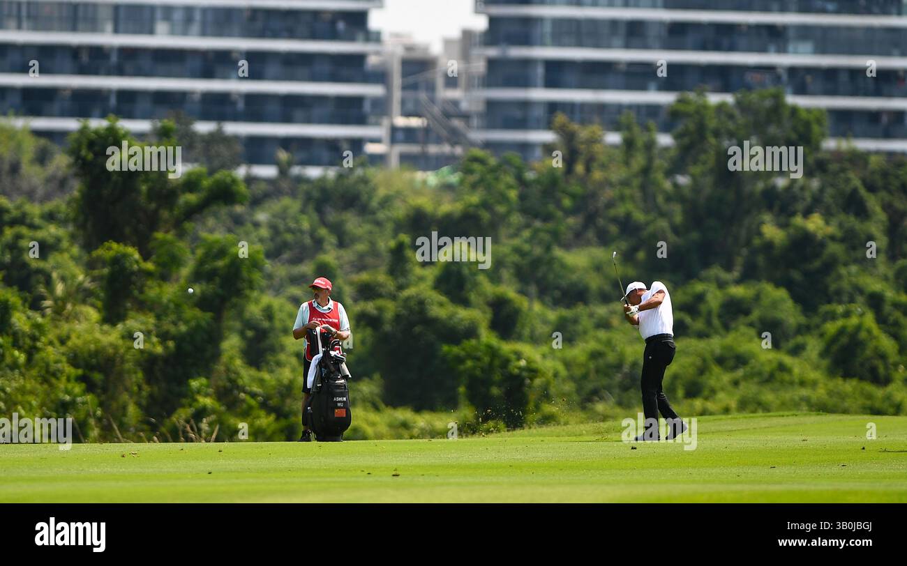 Haikou, China's Hainan Province. 24th Apr, 2025. Wu Ashun of China hits ...