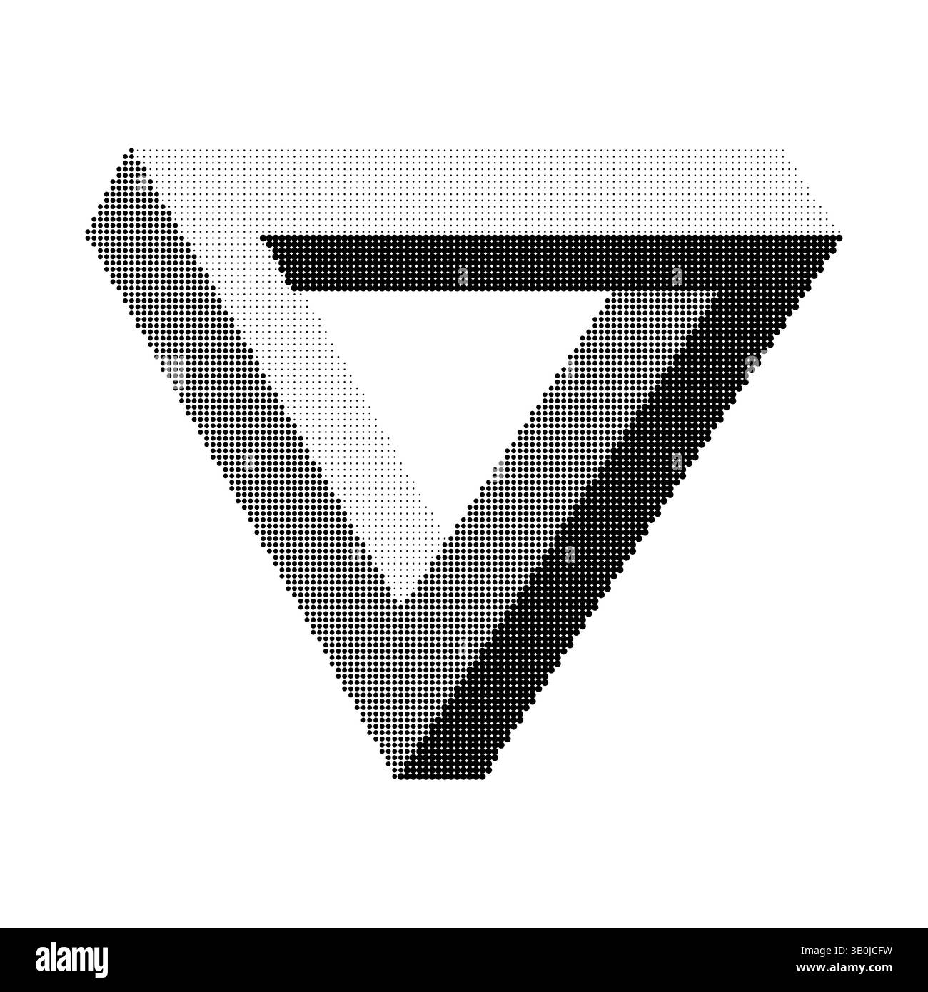 Vector single half tone impossible triangle icon isolated on white ...