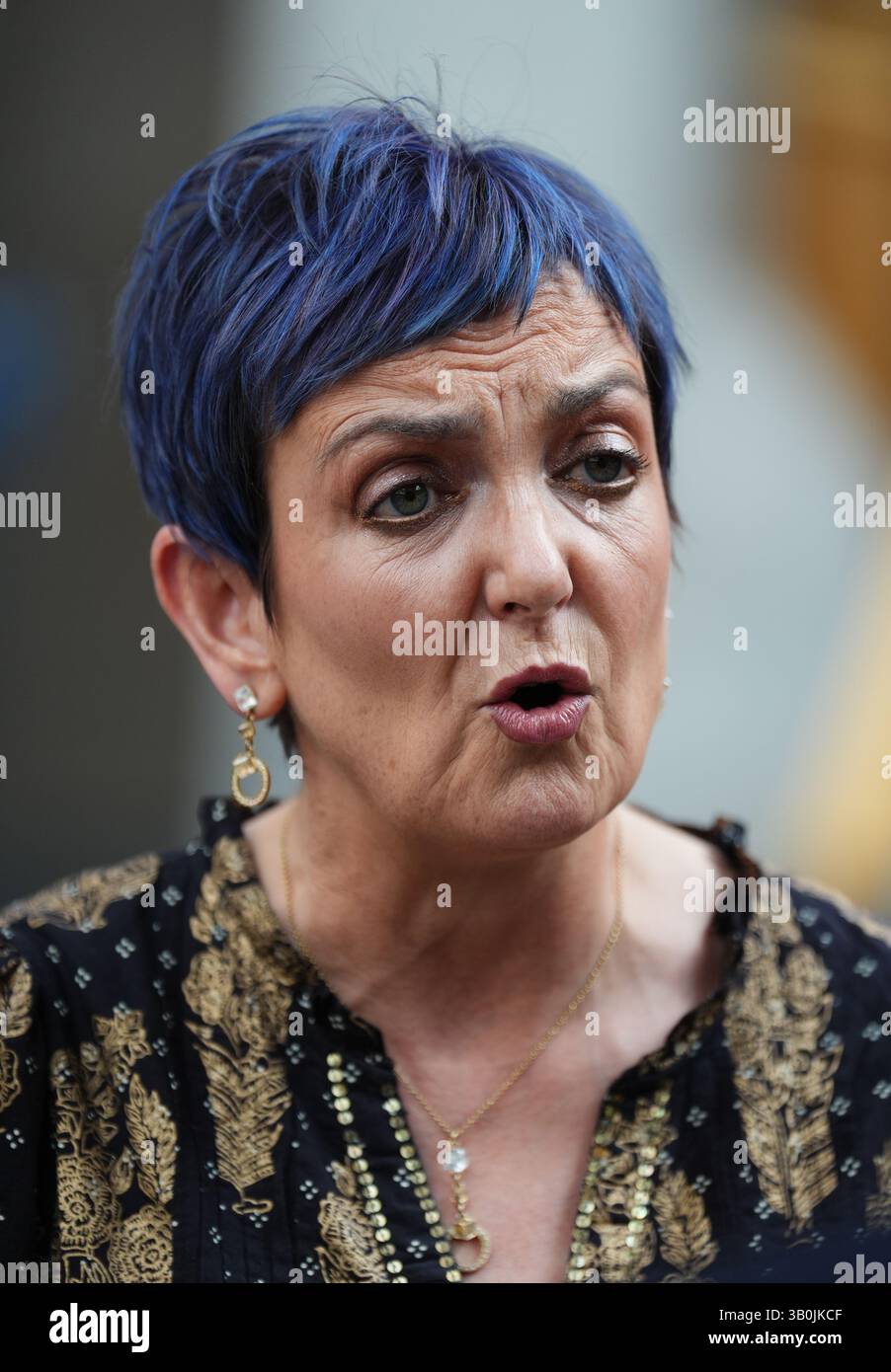 Justice Secretary Angela Constance speaks to the media after meeting ...