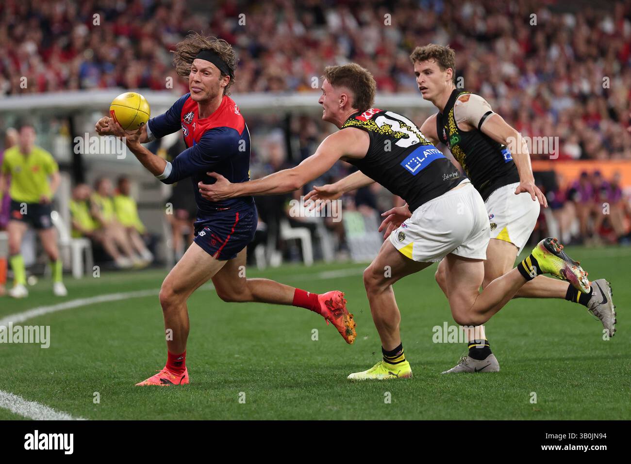 Melbourne, Australia. 24th Apr, 2025. Ed Langdon of the Demons ...