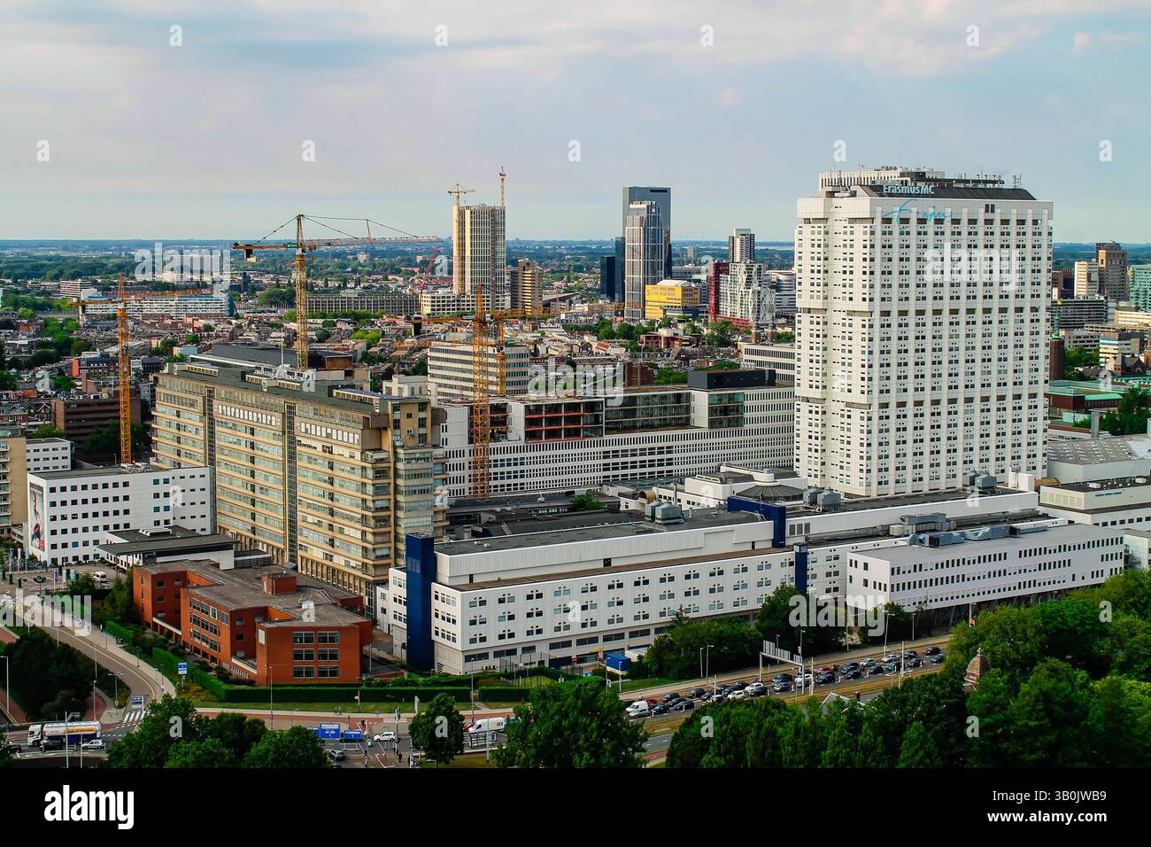 Aerial view of a modern urban landscape featuring a mix of high-rise ...