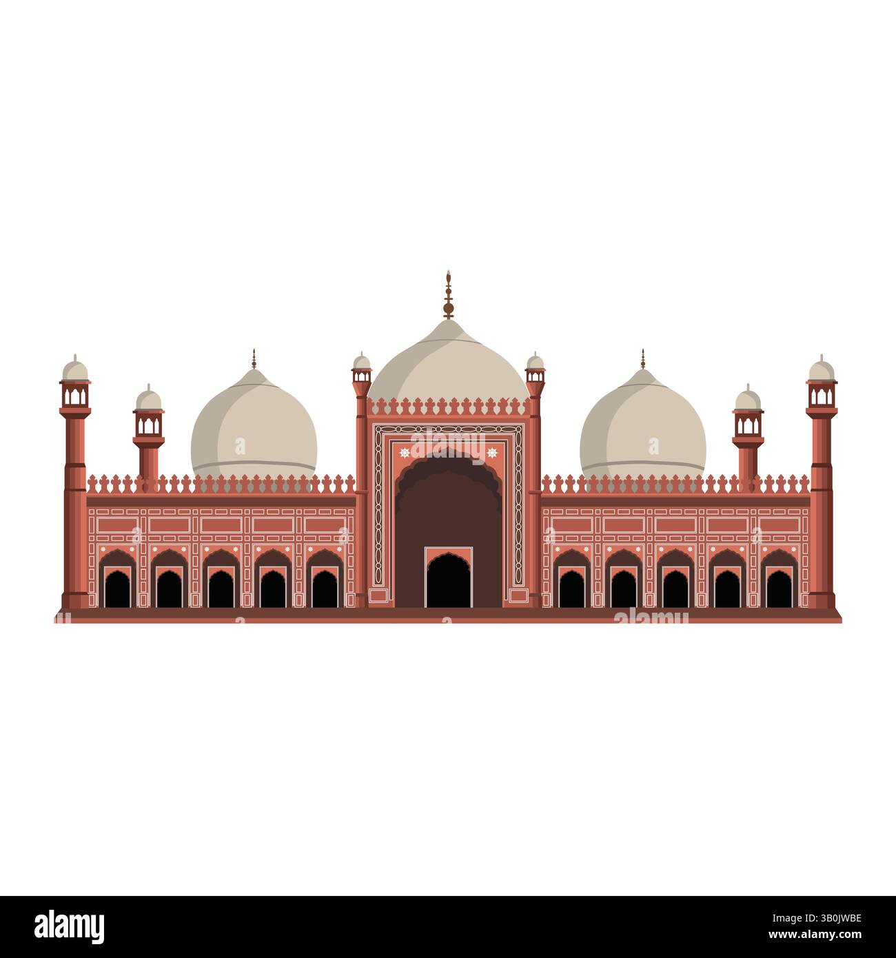 Badshahi masjid illustration Cut Out Stock Images & Pictures - Alamy