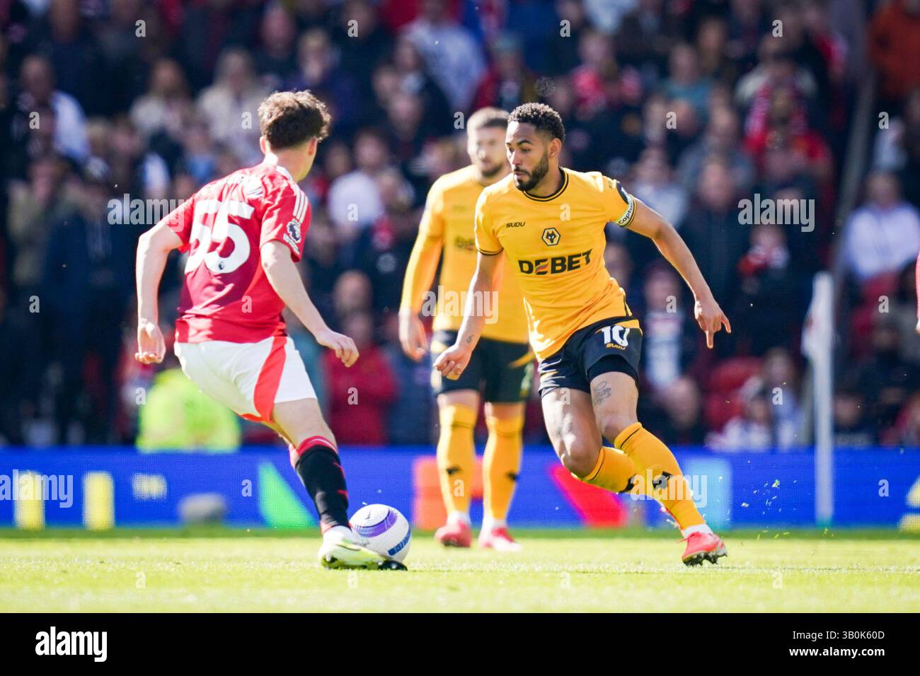 Manchester, UK. 20th Apr, 2025. Wolverhampton Wanderers forward Matheus ...