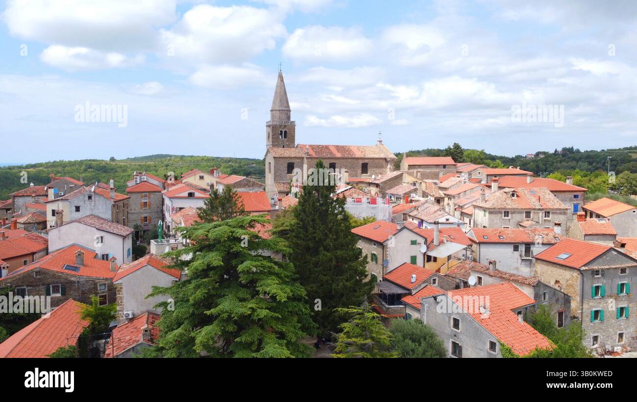 Mediterranean Hilltop Town, Historic Croatian City with Terracotta ...
