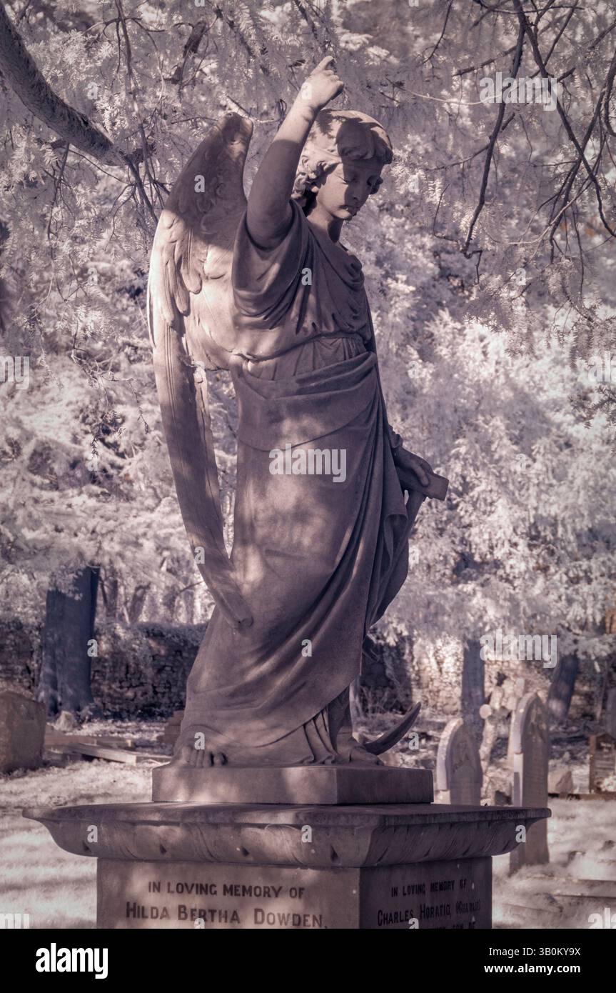 Infrared picture of gravestones and monuments in Clevedon Cemetery, St ...