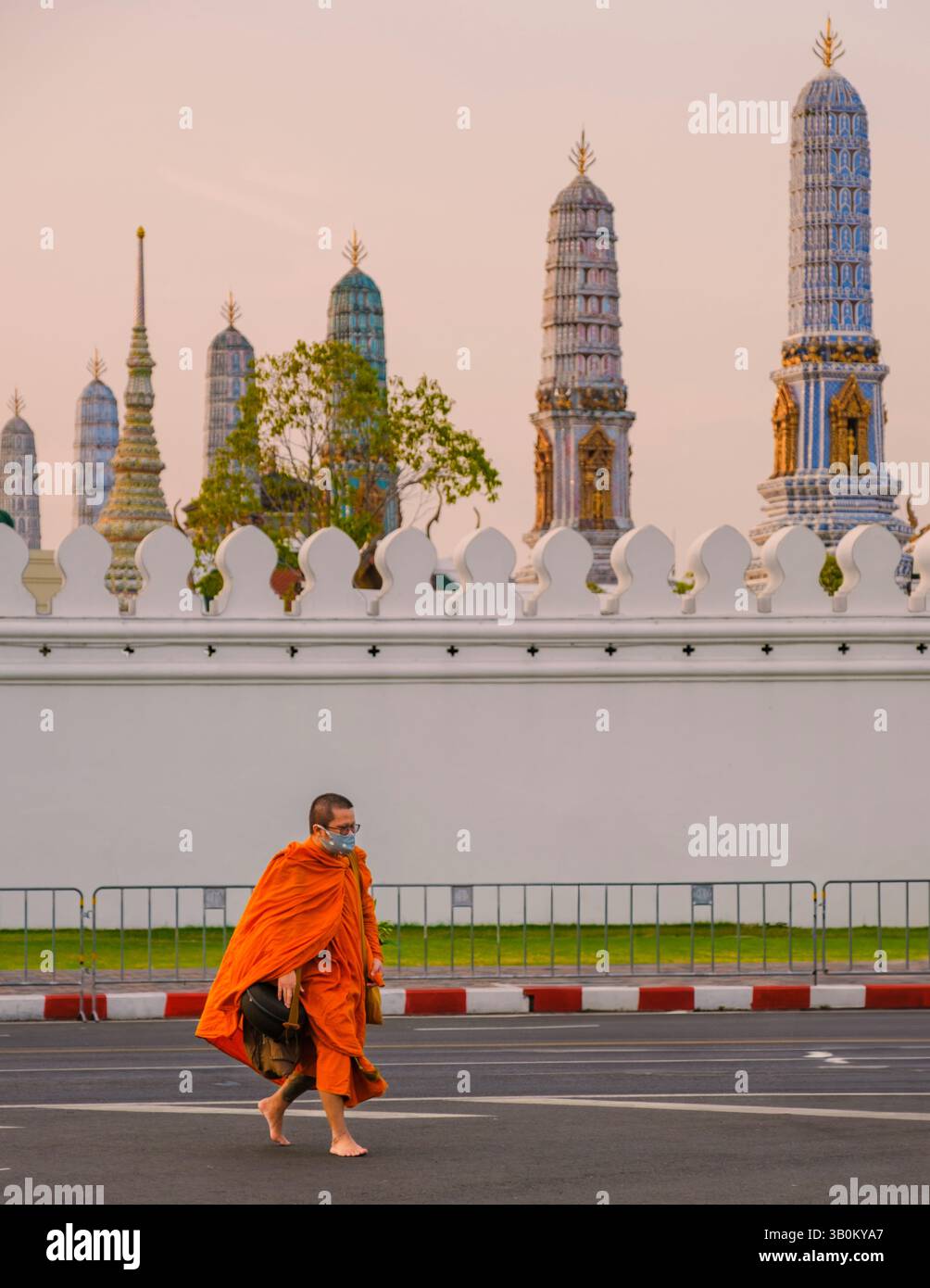 Bangkok Thailand 20 January 2025, A monk draped in an orange robe ...