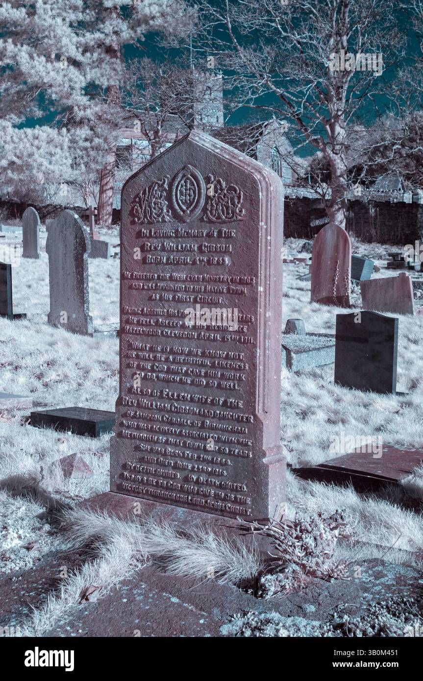 Infrared picture of gravestones and monuments in Clevedon Cemetery, St ...