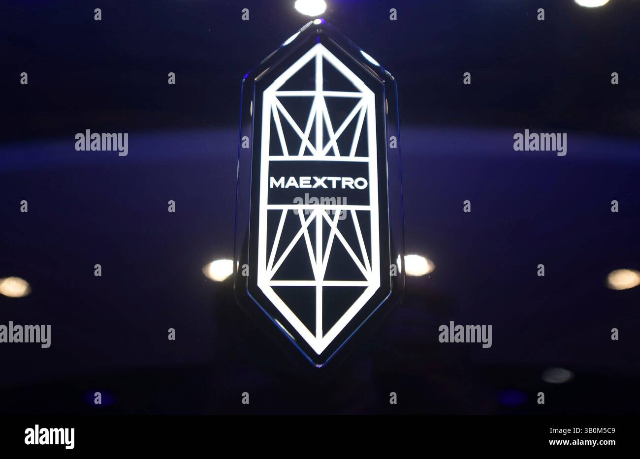 The brand logo on a Maextro S800, a product of the Huawei-JAC ...