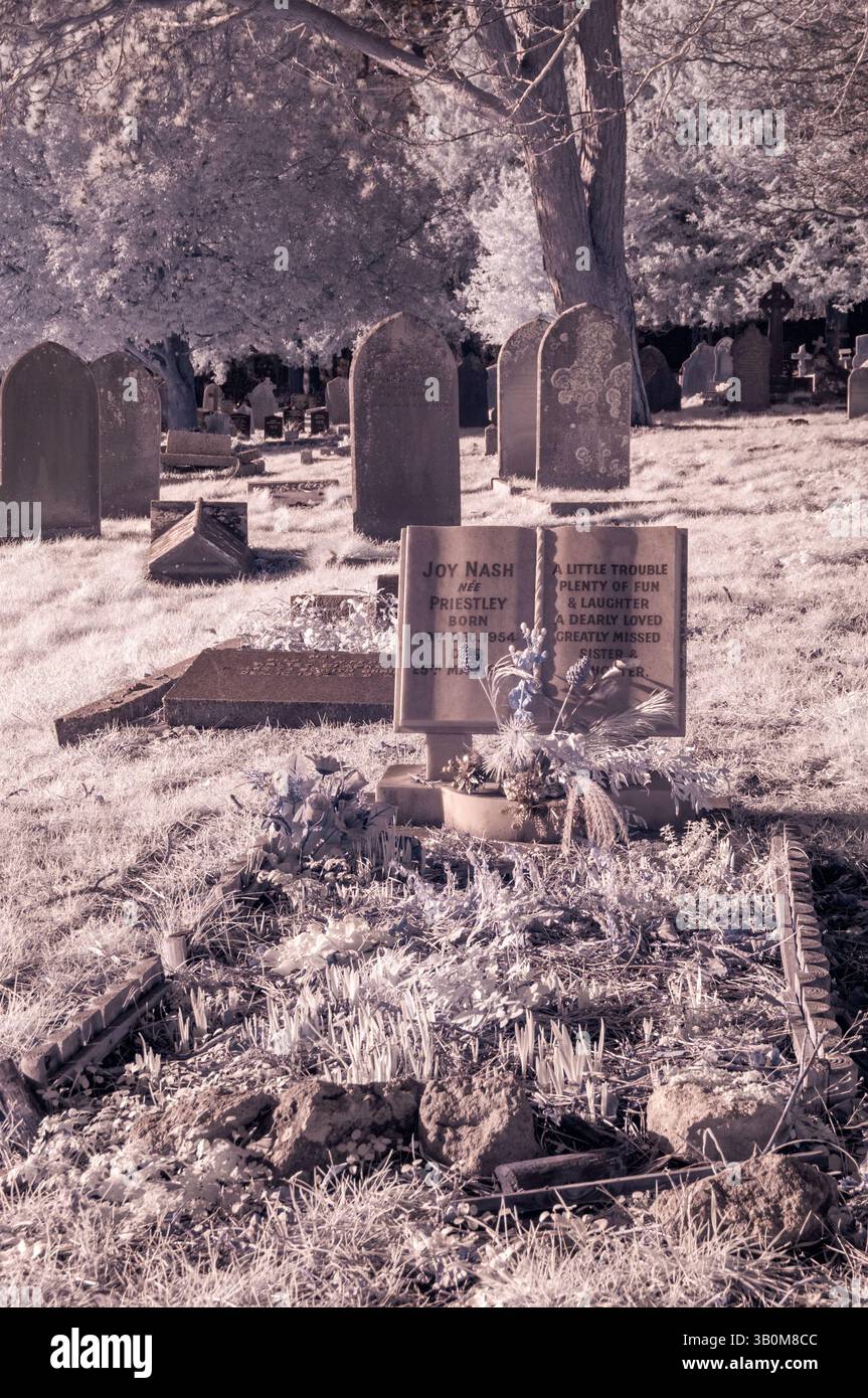 Infrared picture of gravestones and monuments in Clevedon Cemetery, St ...