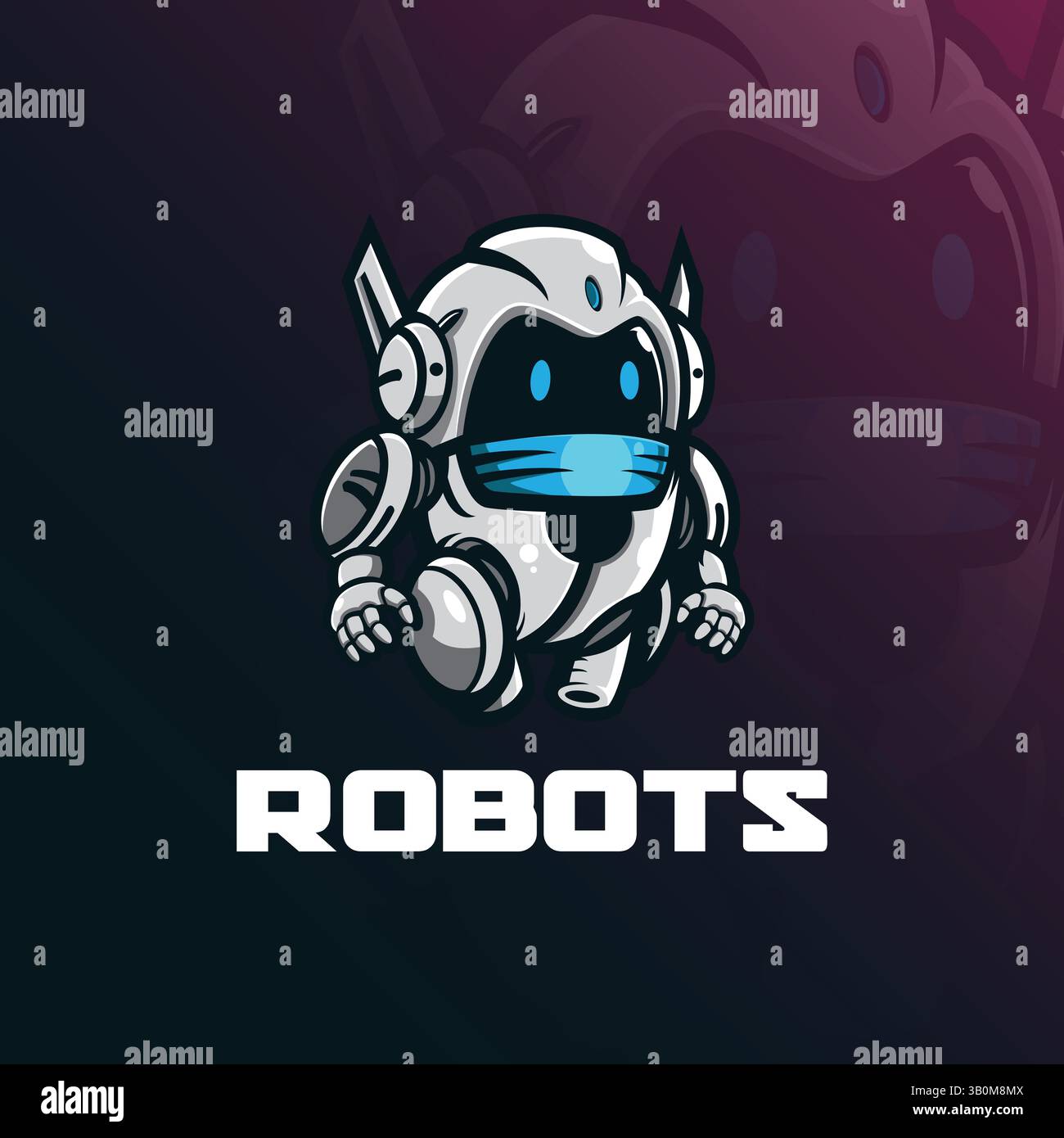 robot mascot logo design vector with modern illustration concept style ...