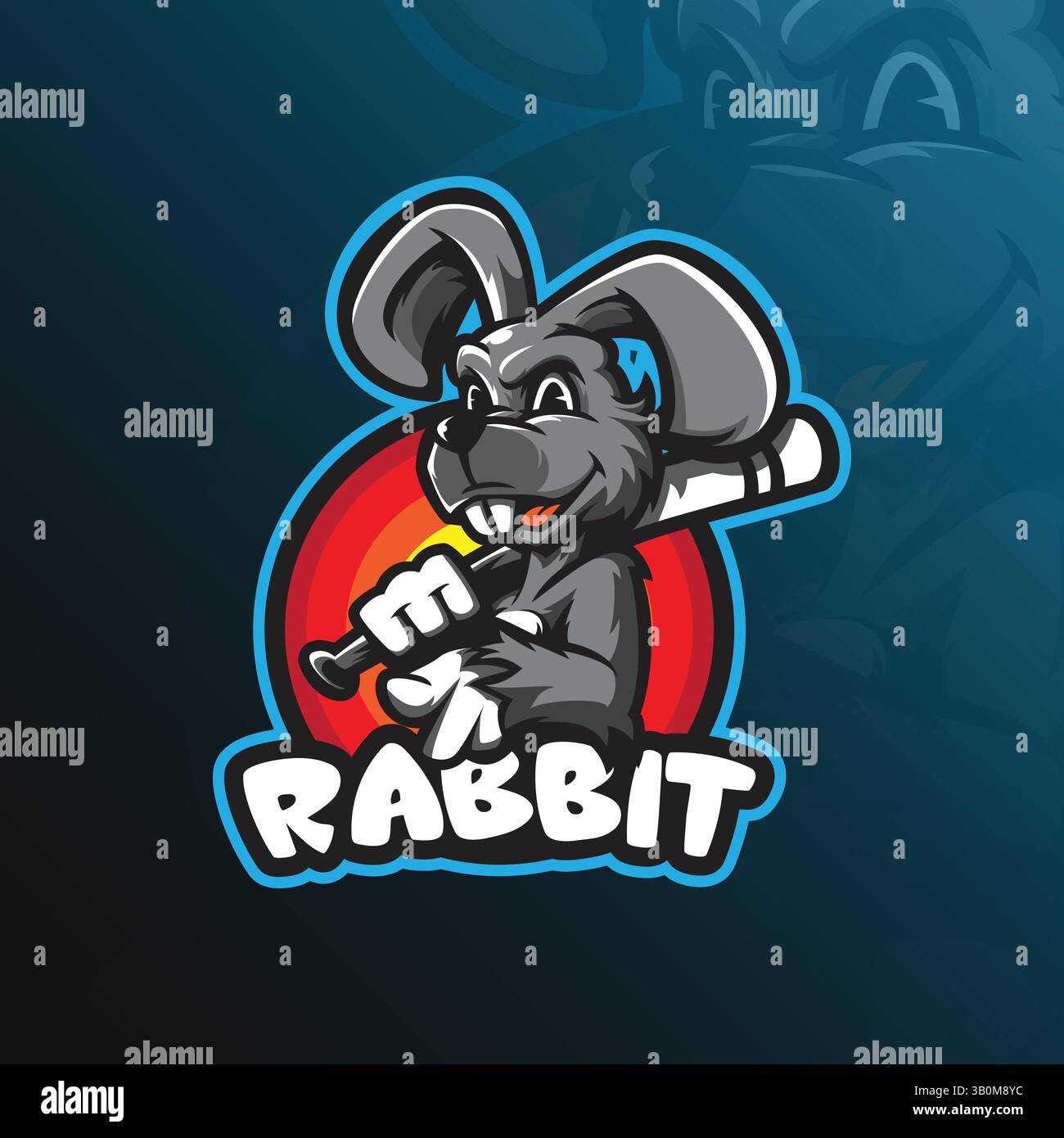 rabbit mascot logo vector design with modern illustration concept style ...