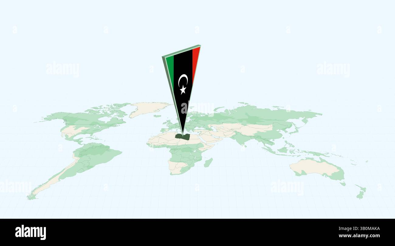 Libya flag on 3d map Stock Vector Images - Alamy