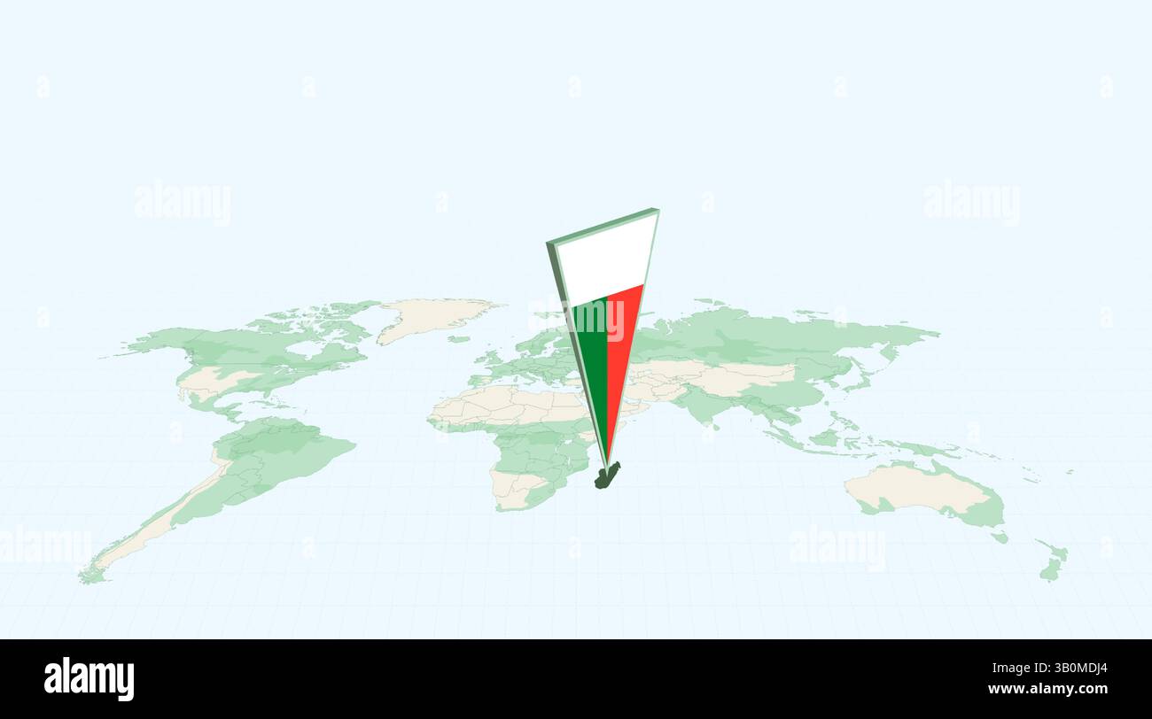 Highlighted Madagascar on Global Map with 3D Flag Location Pin of ...