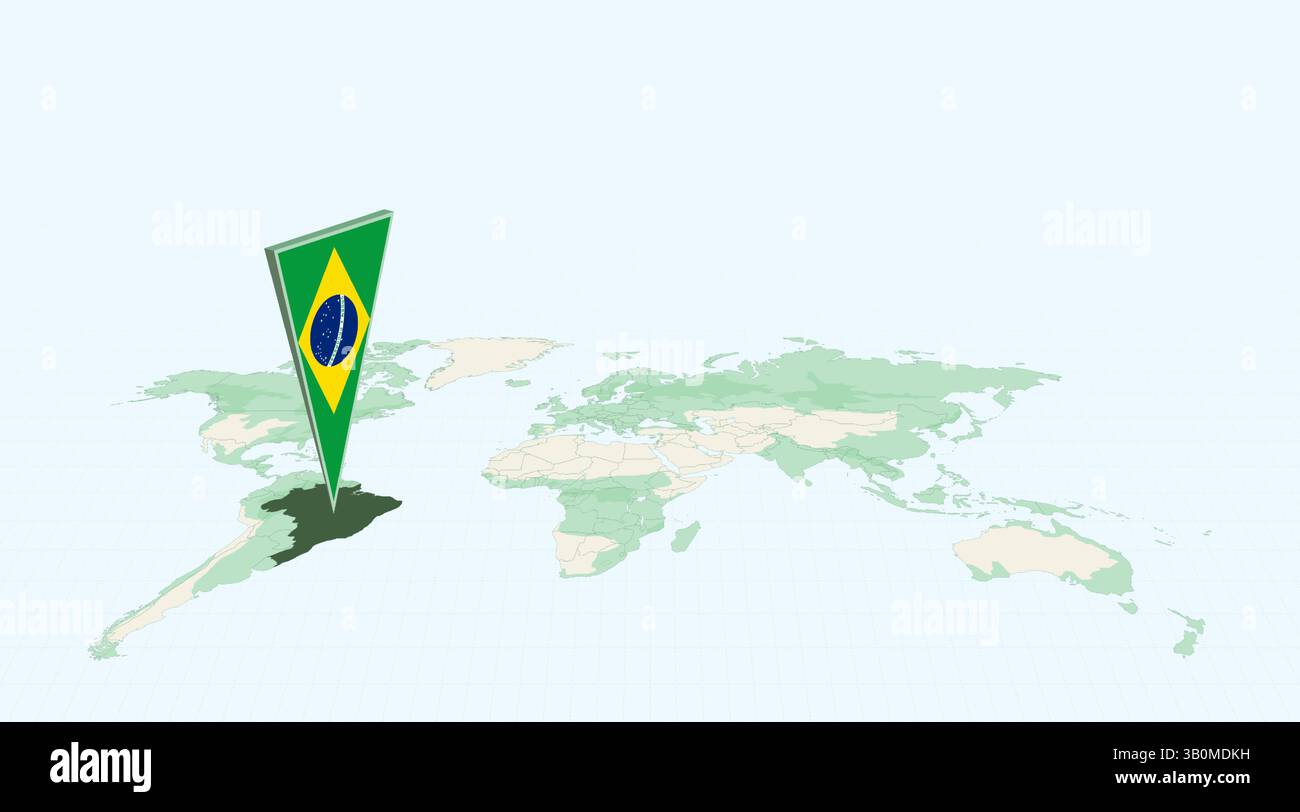 Highlighted Brazil on Global Map with 3D Flag Location Pin of Brazil ...