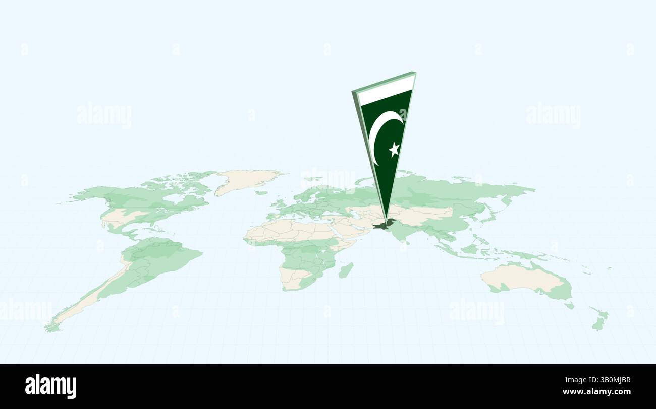 Highlighted Pakistan on Global Map with 3D Flag Location Pin of ...