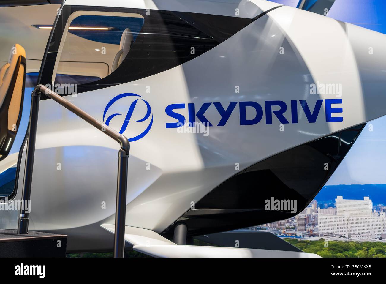 Osaka, Japan - April 21 2025 : Advanced Air Mobility (AAM) Flying Car demo by SKYDRIVE at Expo ...