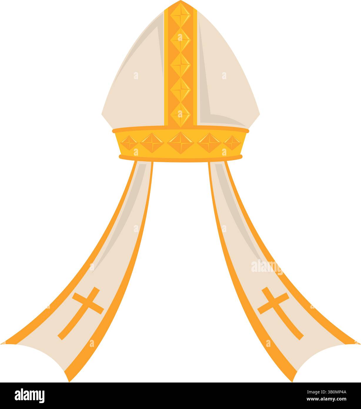 Papal Mitre Gold Accent Long Ribbons Bishop Ceremonial Vestment Hat ...