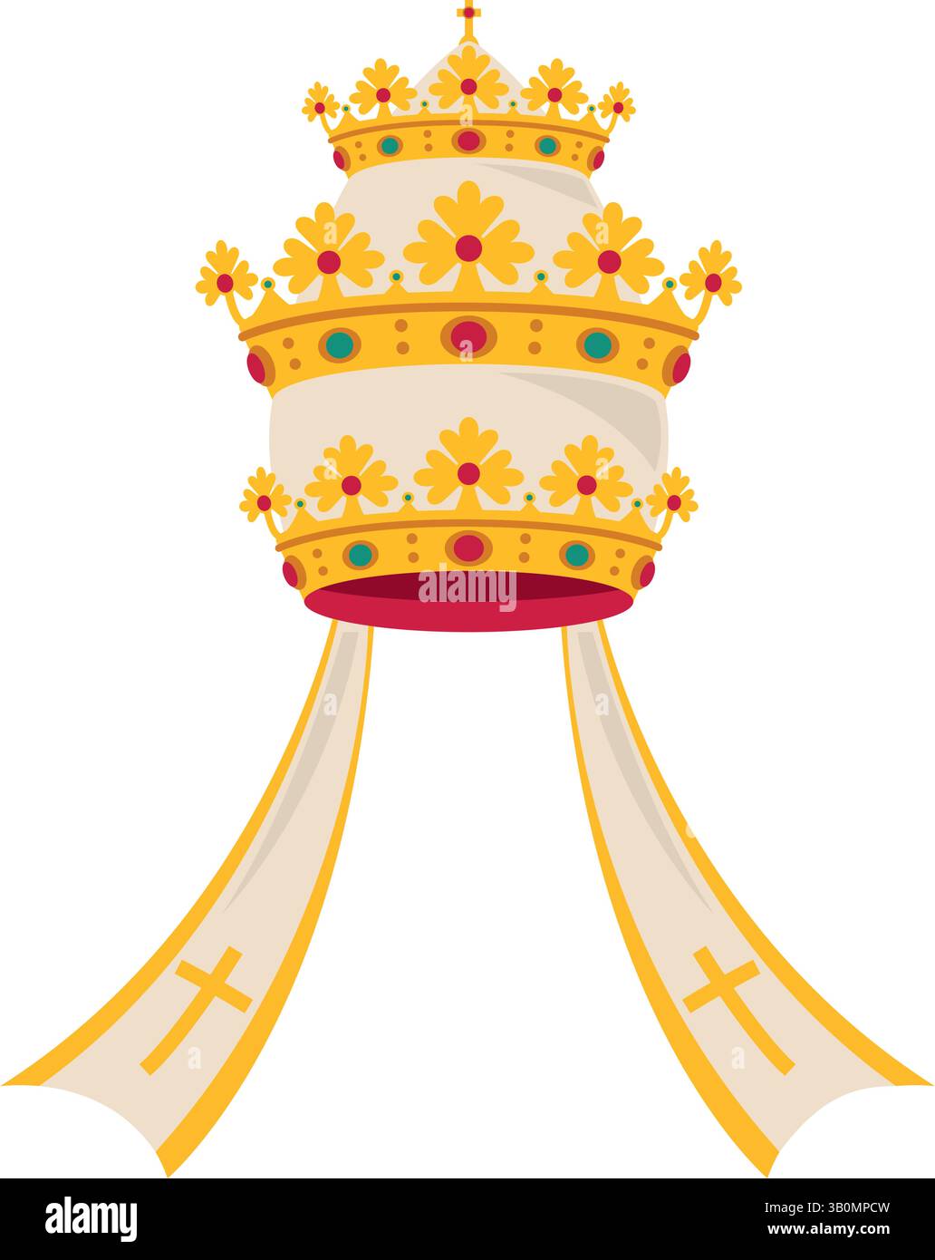 Papal Tiara Long Ribbons Baroque Triple Crown Catholic Ceremonial ...