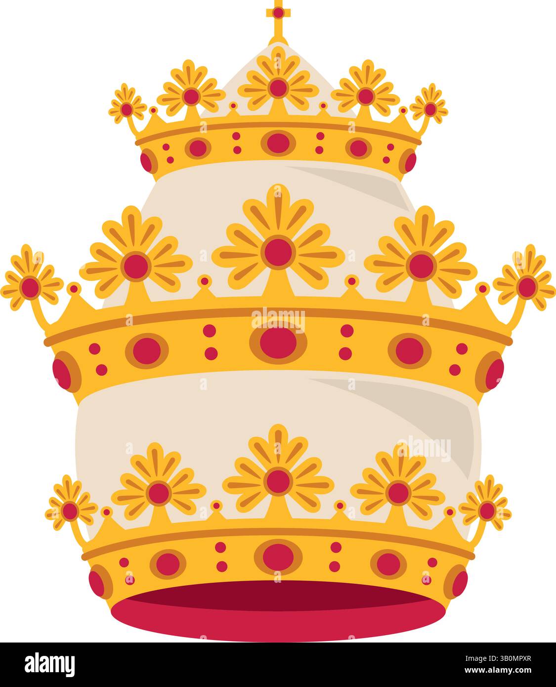 Papal Tiara Ornate Style Golden Details Religious Triple Crown ...