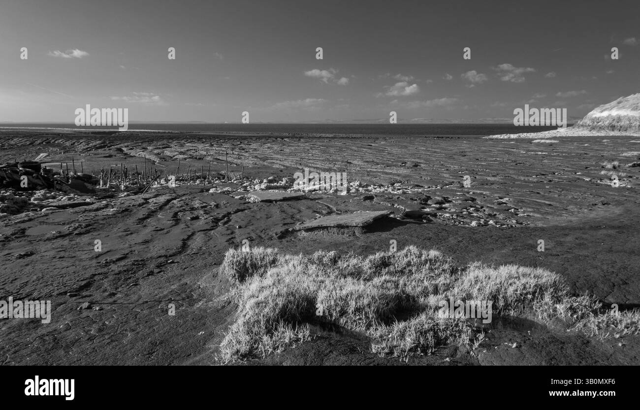 Infrared picture looking out across Clevedon harbour toward the Bristol ...